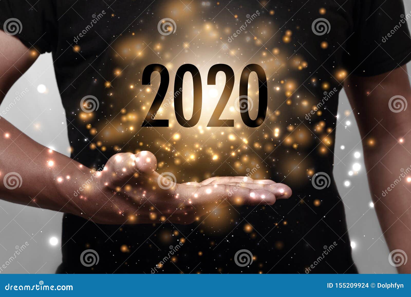 Year 2020 with hand stock photo. Image of seasons, gold - 155209924