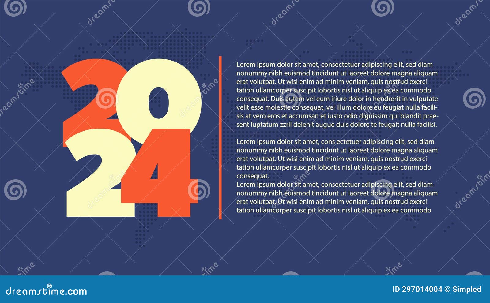 2024 Year Icon. Vector Symbol with Sample Text. Dotted World Map ...