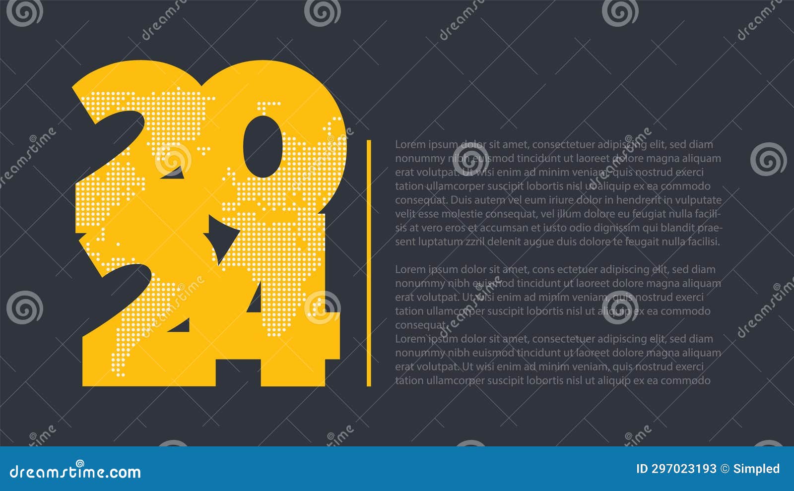 2024 Year Icon with World Map Contour. Vector Background with Sample ...