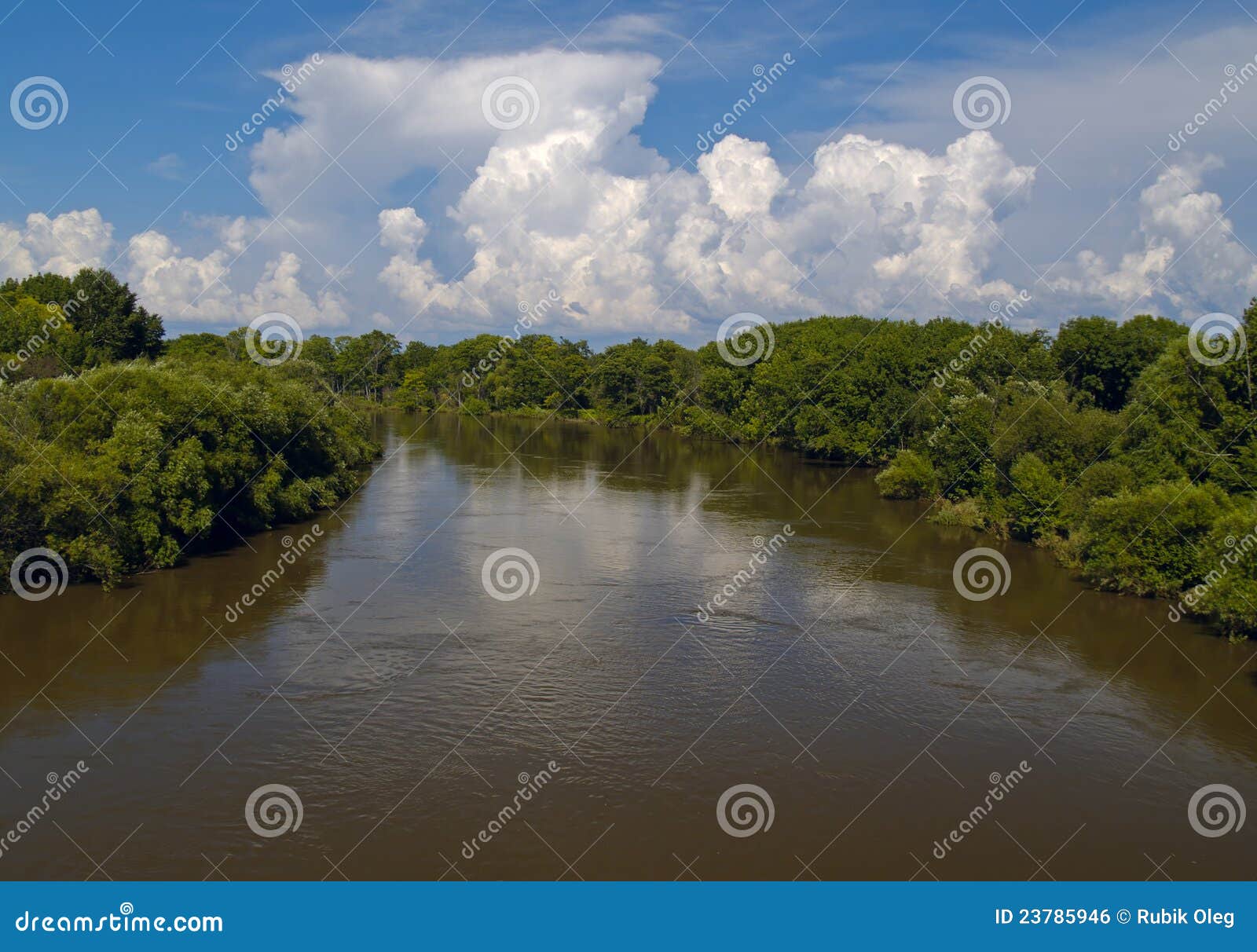 The Year Landscape Ashore River Stock Photo - Image of cumulous, bush ...