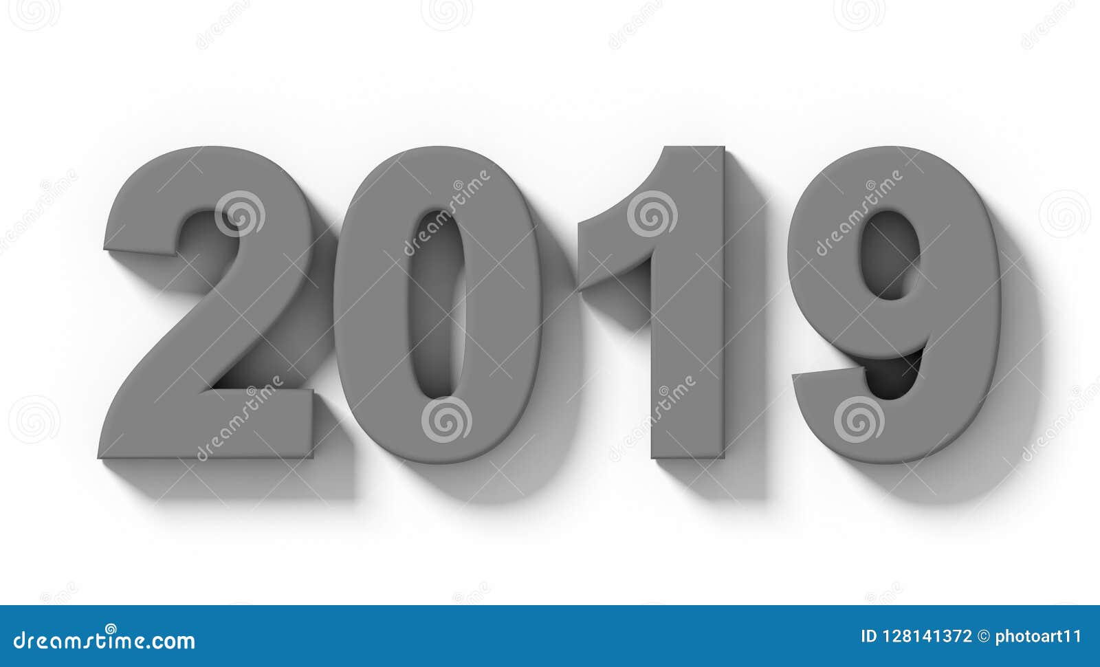 Year 2019 Medium Gray 3d Numbers with Shadow Isolated on White - Stock ...
