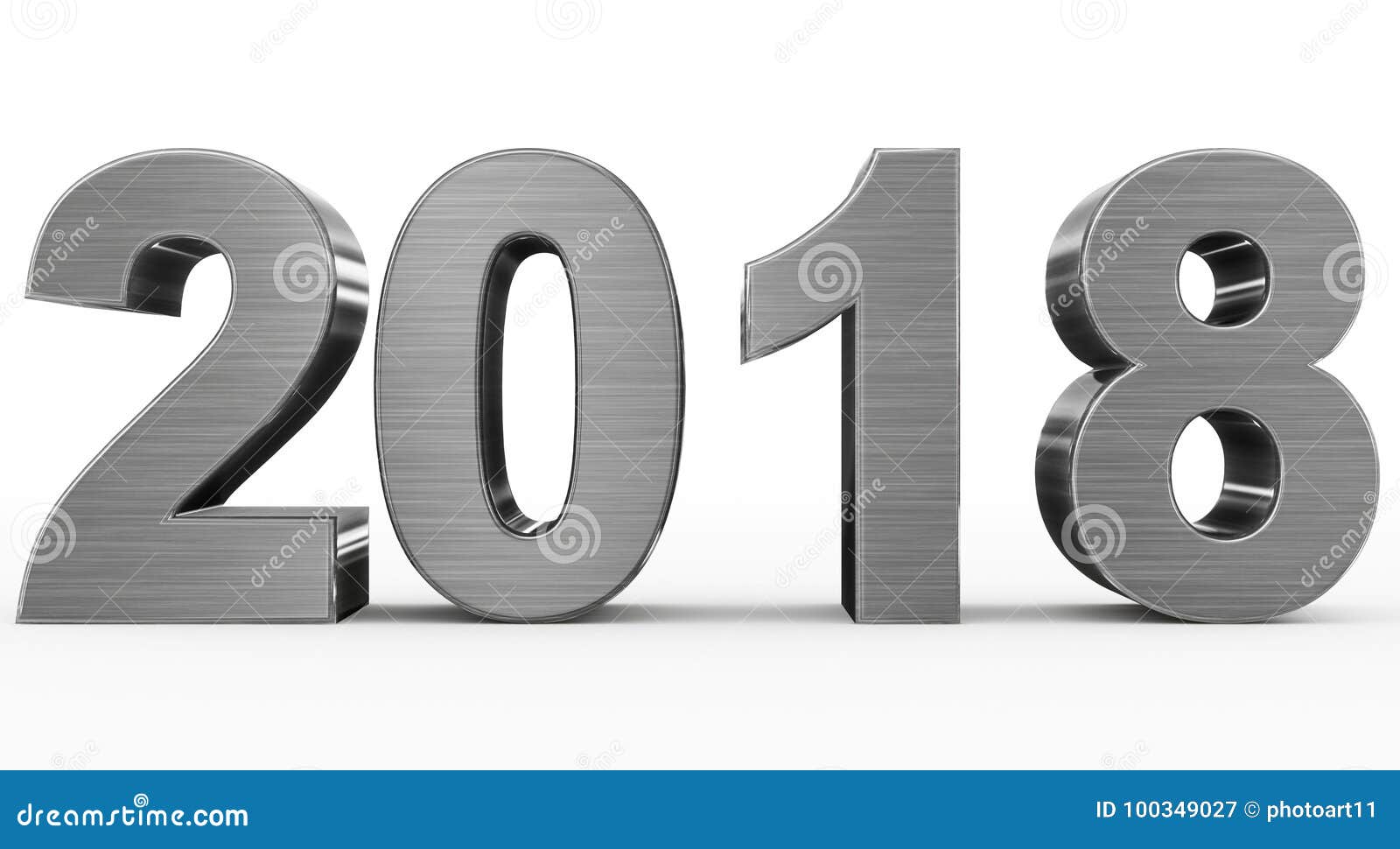 Year 2018 Metal 3d Numbers Isolated on White Stock Illustration ...
