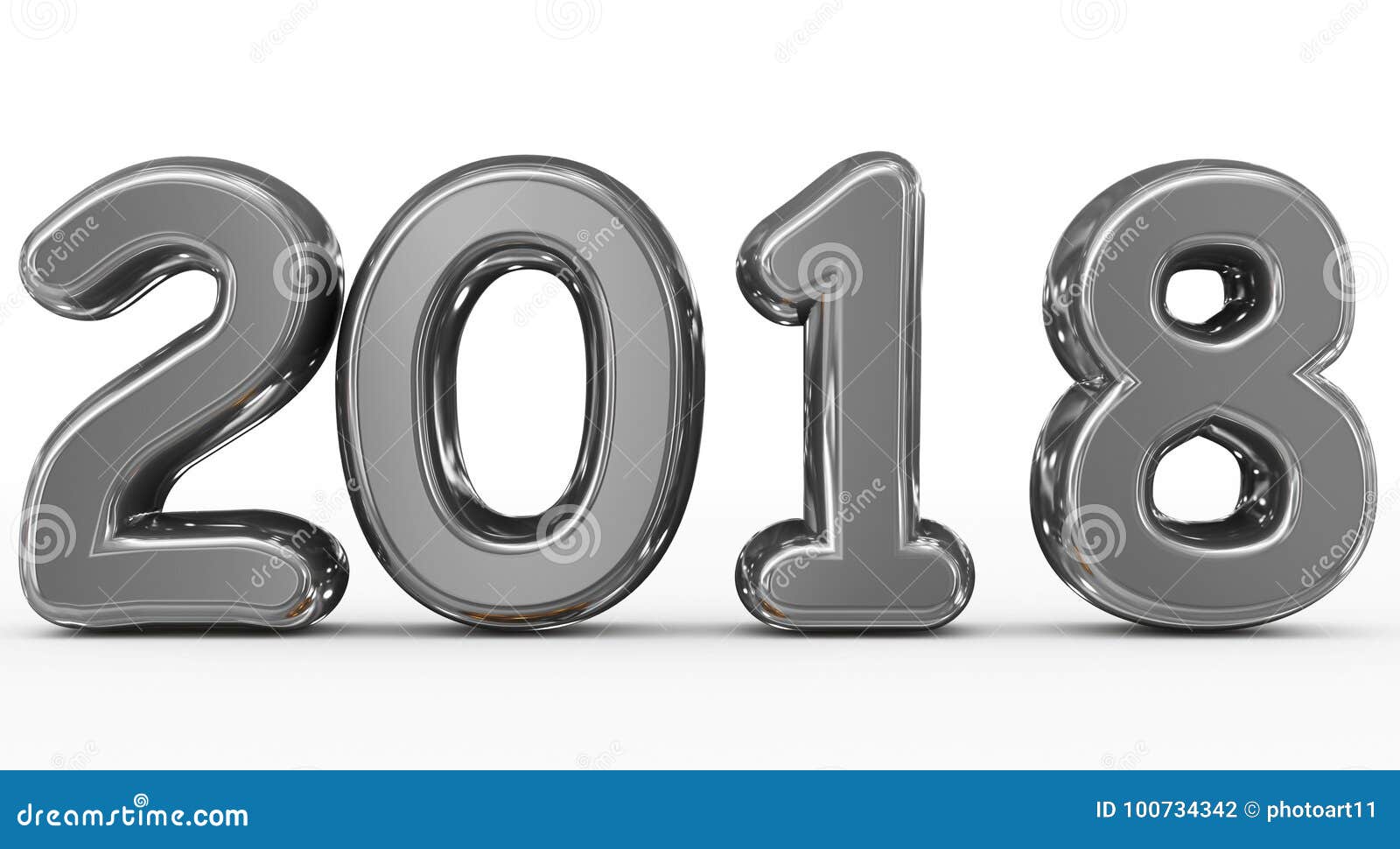 Year 2018 Metal Rounded 3d Numbers Isolated on White Stock Illustration ...