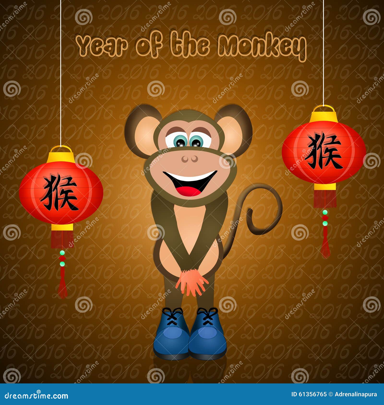 Year of the monkey stock illustration. Illustration of joyful - 61356765