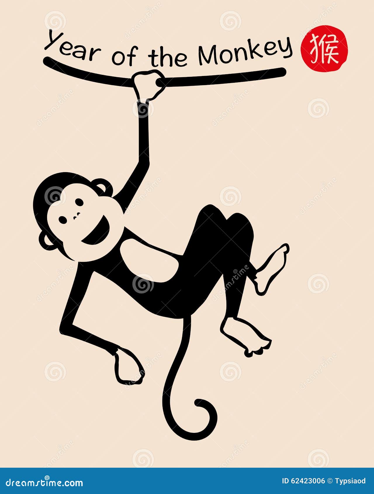 Year of the Monkey. stock vector. Illustration of symbol - 62423006