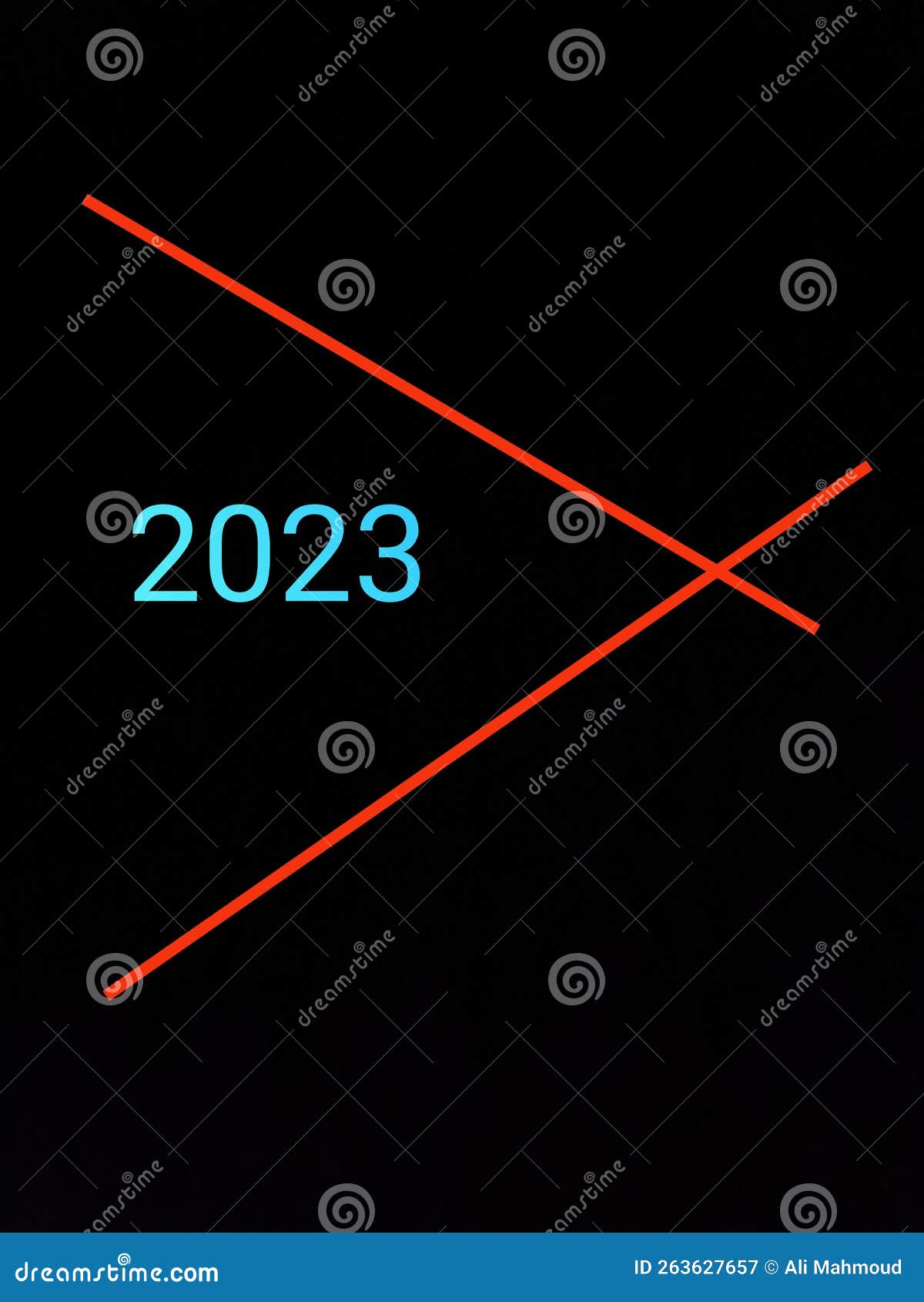 Year 2023 Number Colorful and Red Lines on Black Background , Numbers ...
