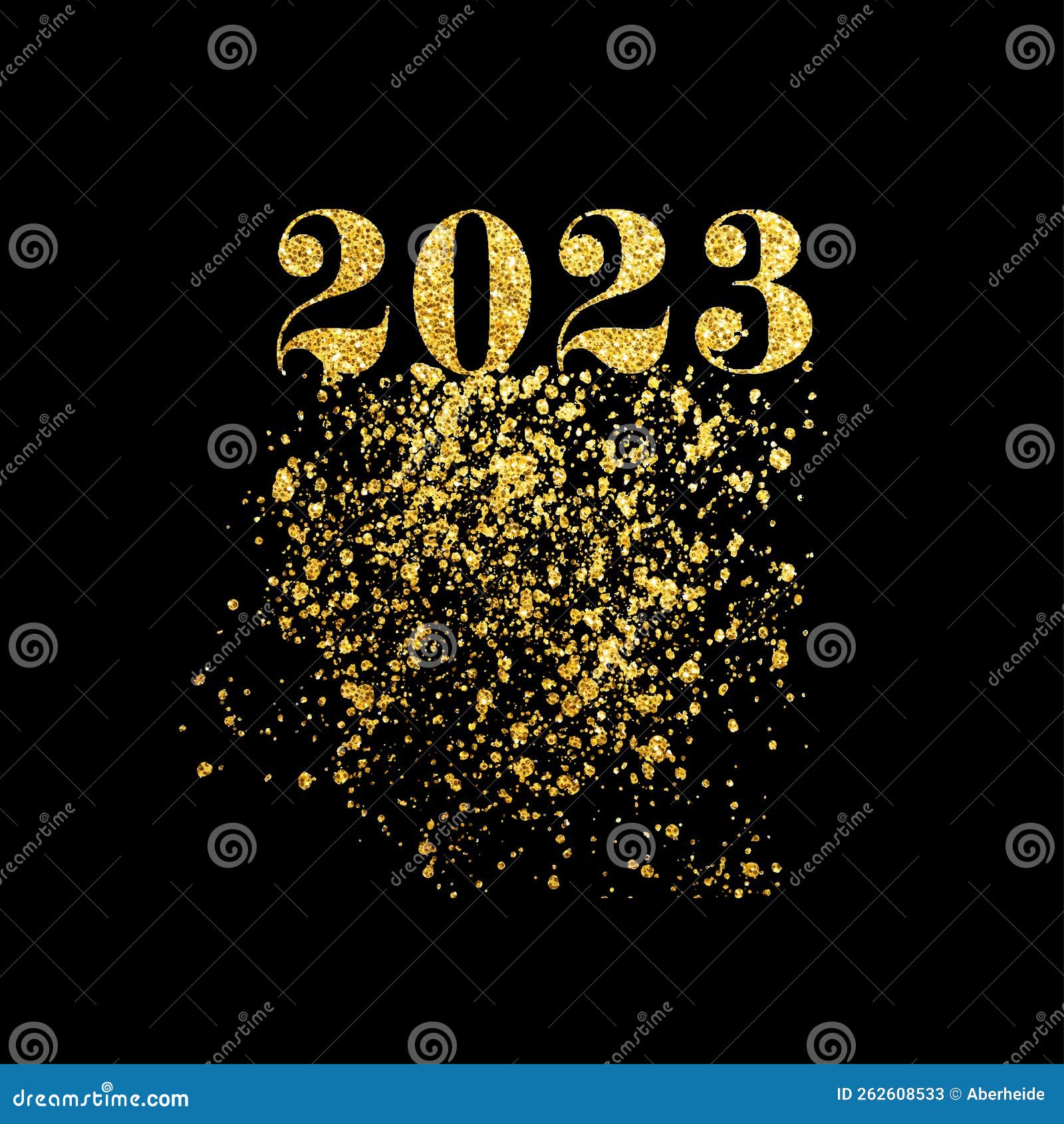 The Year Number 2023 with Golden Glitter on a Black Background Stock ...