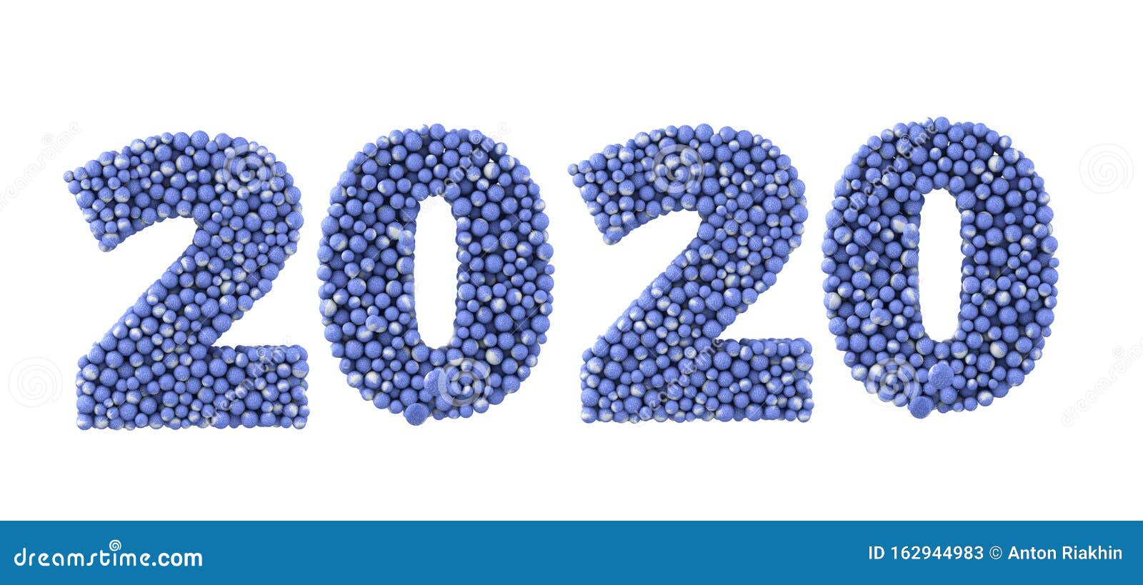 2020 Year Number Text on White Background 3D Text with Balls 3d Render ...