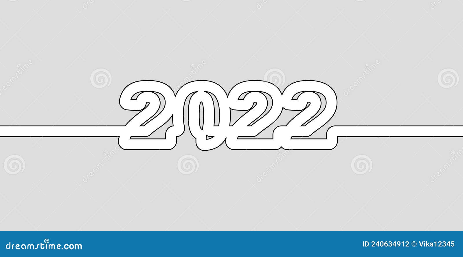 2022 Year Number, White Bold Single Line Drawing with Thin Black ...