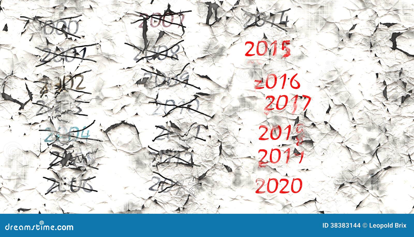 Year Numbers 2000 until 2020 on Peeling Off Plaster Stock Illustration ...