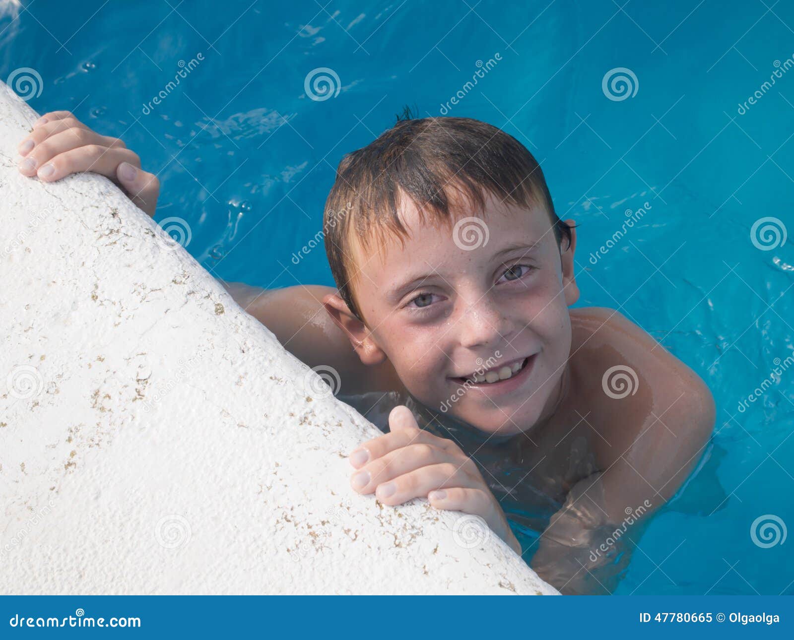 9 Year Old Boy Having Fun in Swimming Pool Stock Image - Image of ...