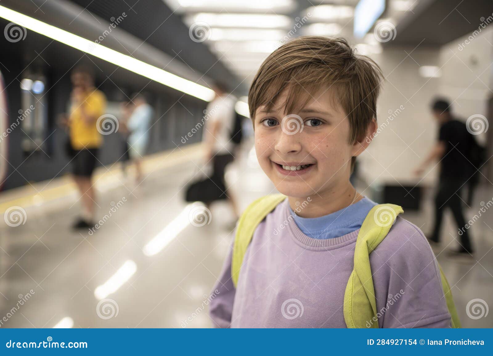 Boy on the Platform in the Subway Waiting for the Train. Stock Photo ...