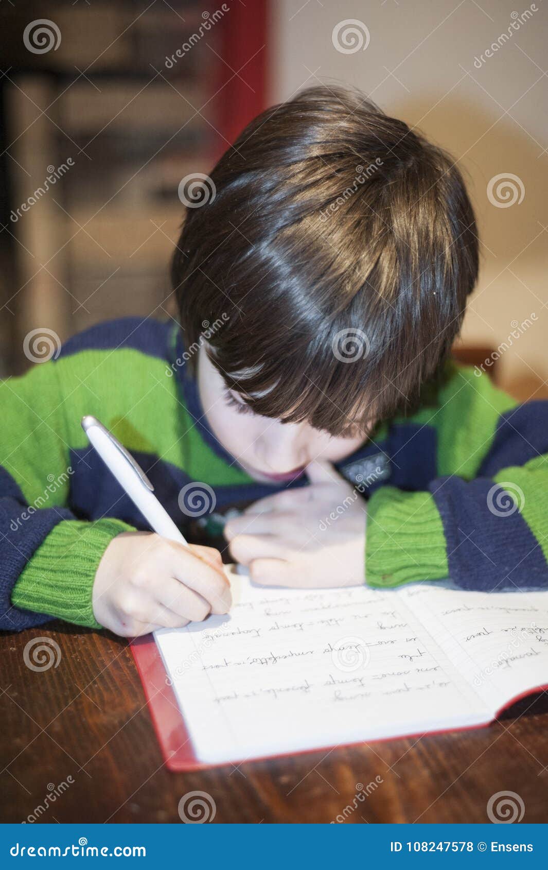 6-year-old Child Performs Homework Stock Photo - Image of home ...
