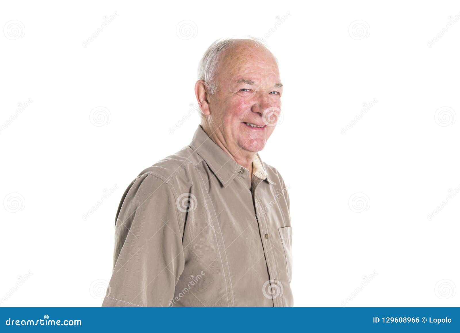 70 Year Old Senior Man Standing Isolated on White Background Stock ...