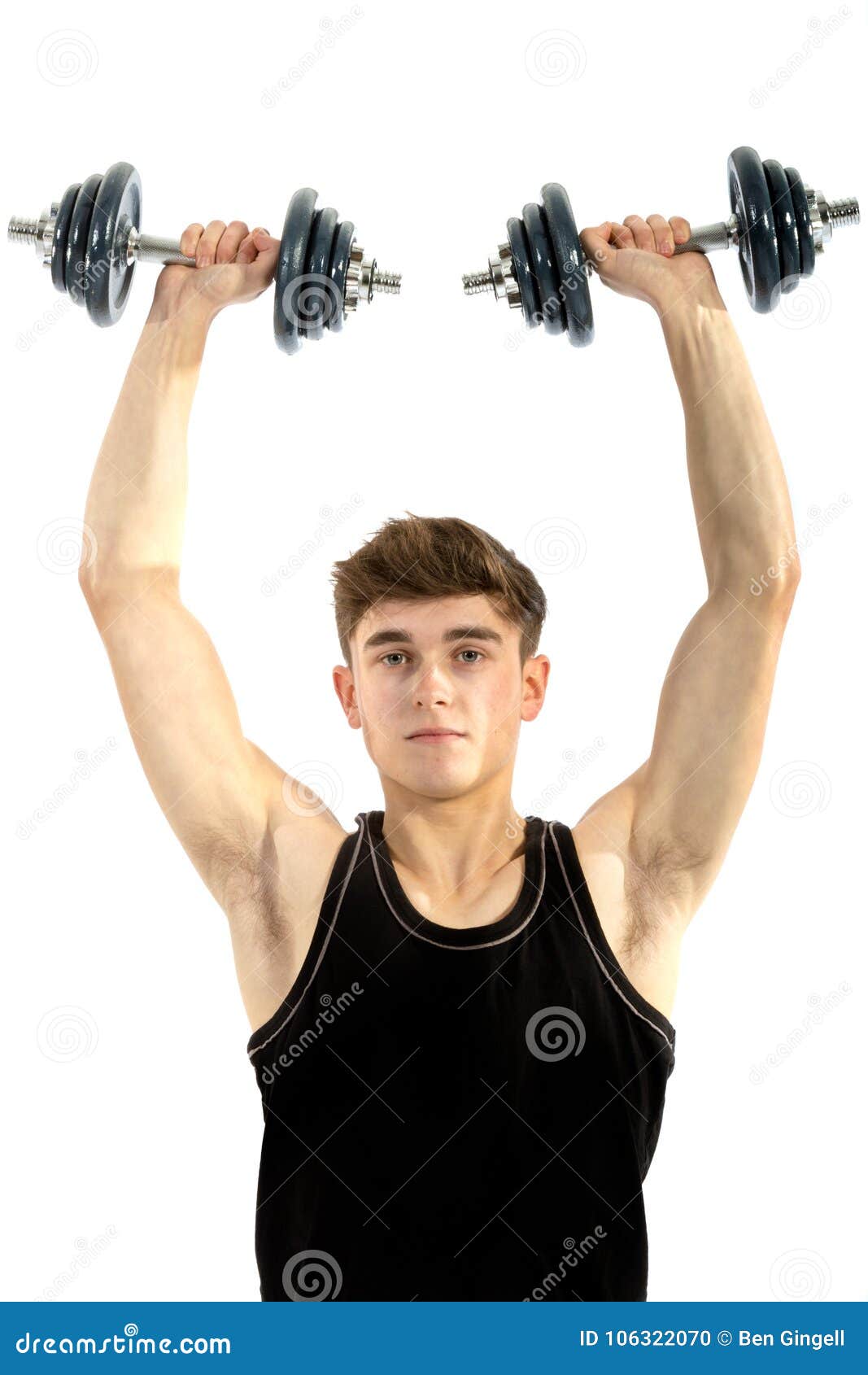 18 Year Old Teenage Boy Exercising with Weights Stock Photo - Image of ...
