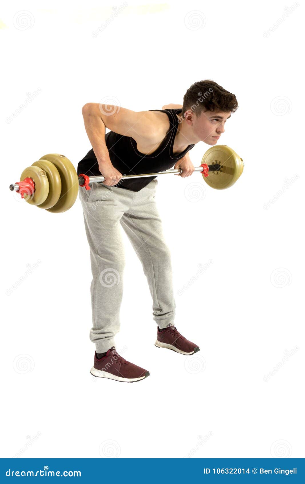 18 Year Old Teenage Boy Exercising With Weights Stock Photo - Image of ...