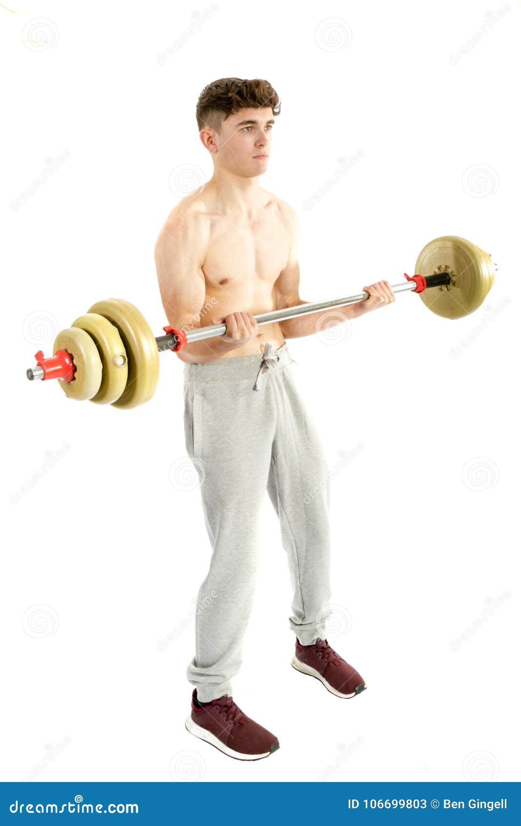 18 Year Old Teenage Boy Lifting Weights Stock Image - Image of strong ...