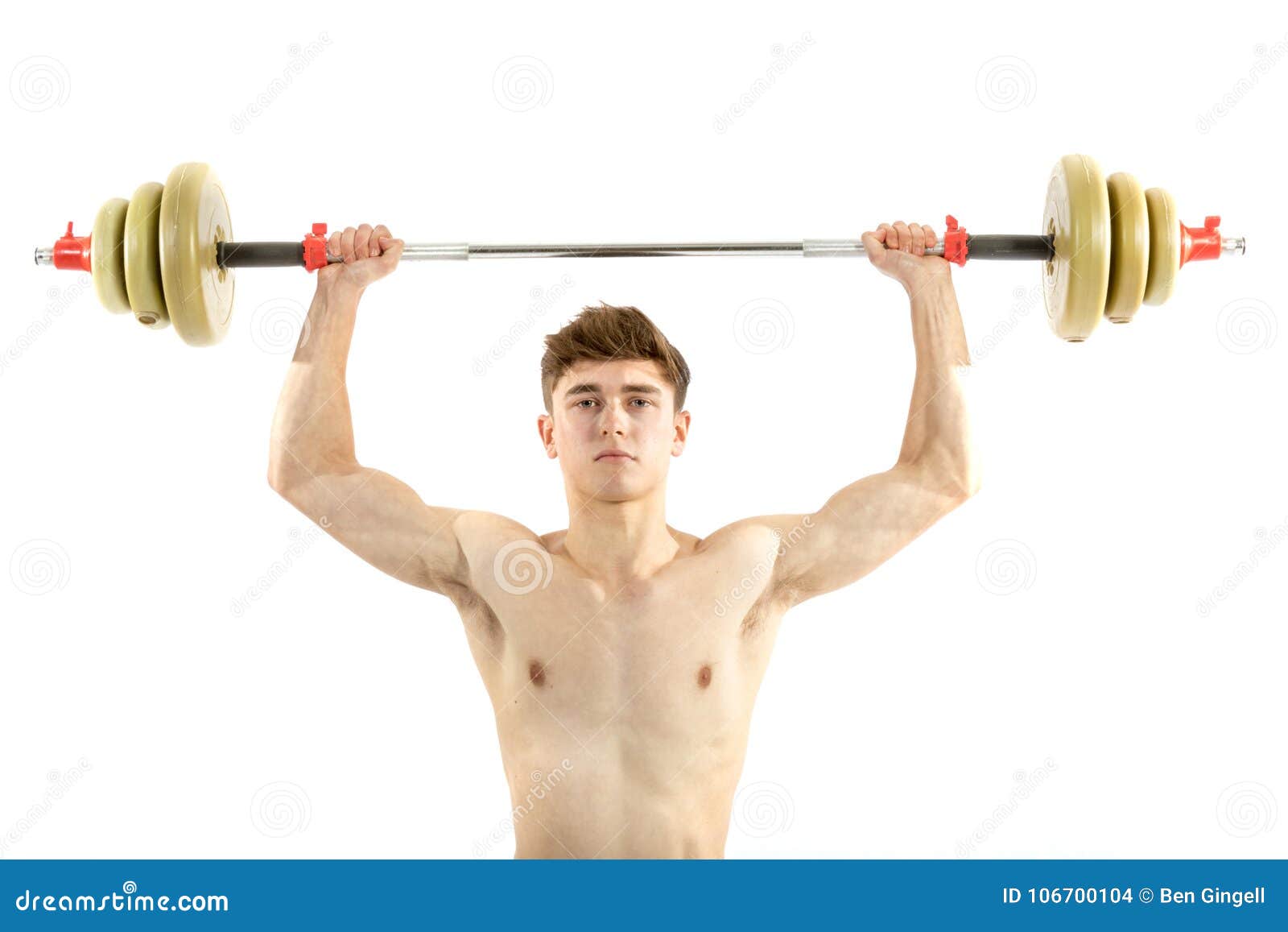 18 Year Old Teenage Boy Lifting Weights Stock Photo - Image of muscles ...