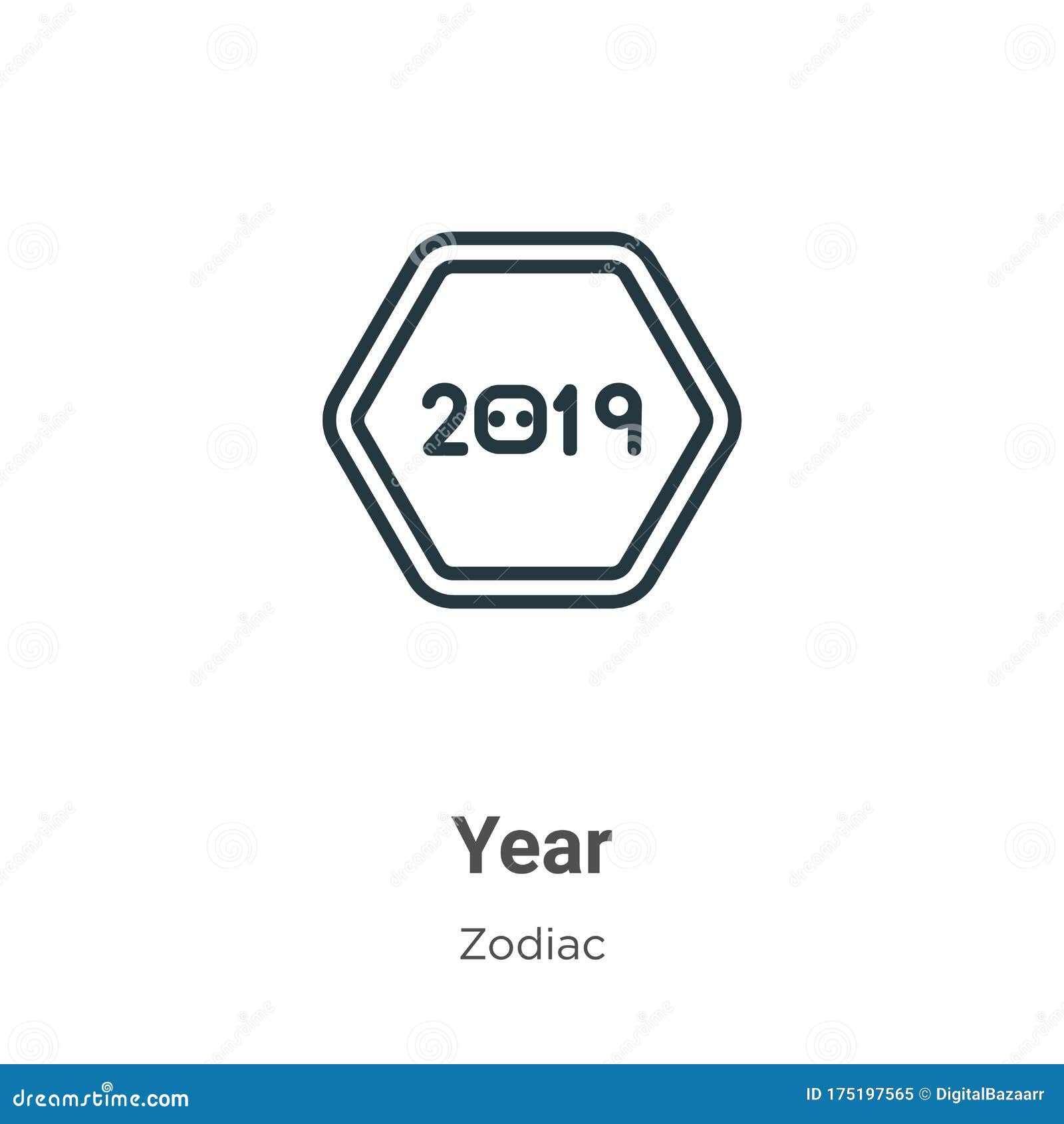 Year Outline Vector Icon. Thin Line Black Year Icon, Flat Vector Simple ...