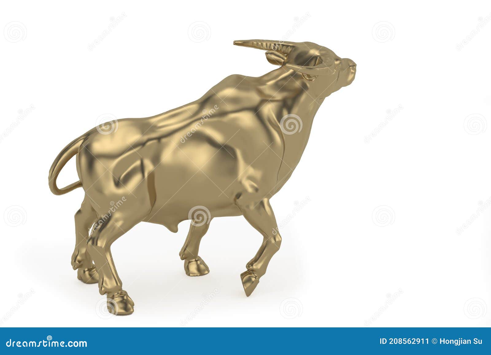 Year of the Ox Theme, Gold Ox Isolated on White Background, 3D ...