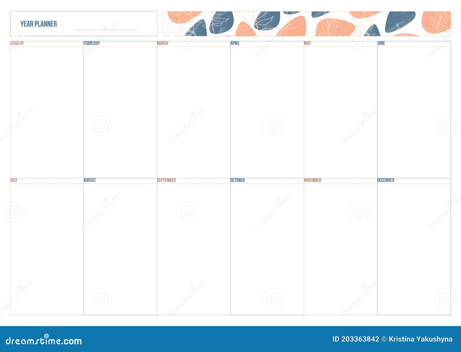 Year Planner with Abstract Floral Design. Year Goals Stock Illustration ...