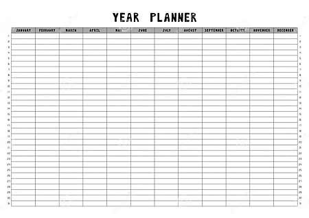 Year Planner Calendar Template for Notes Stock Illustration ...