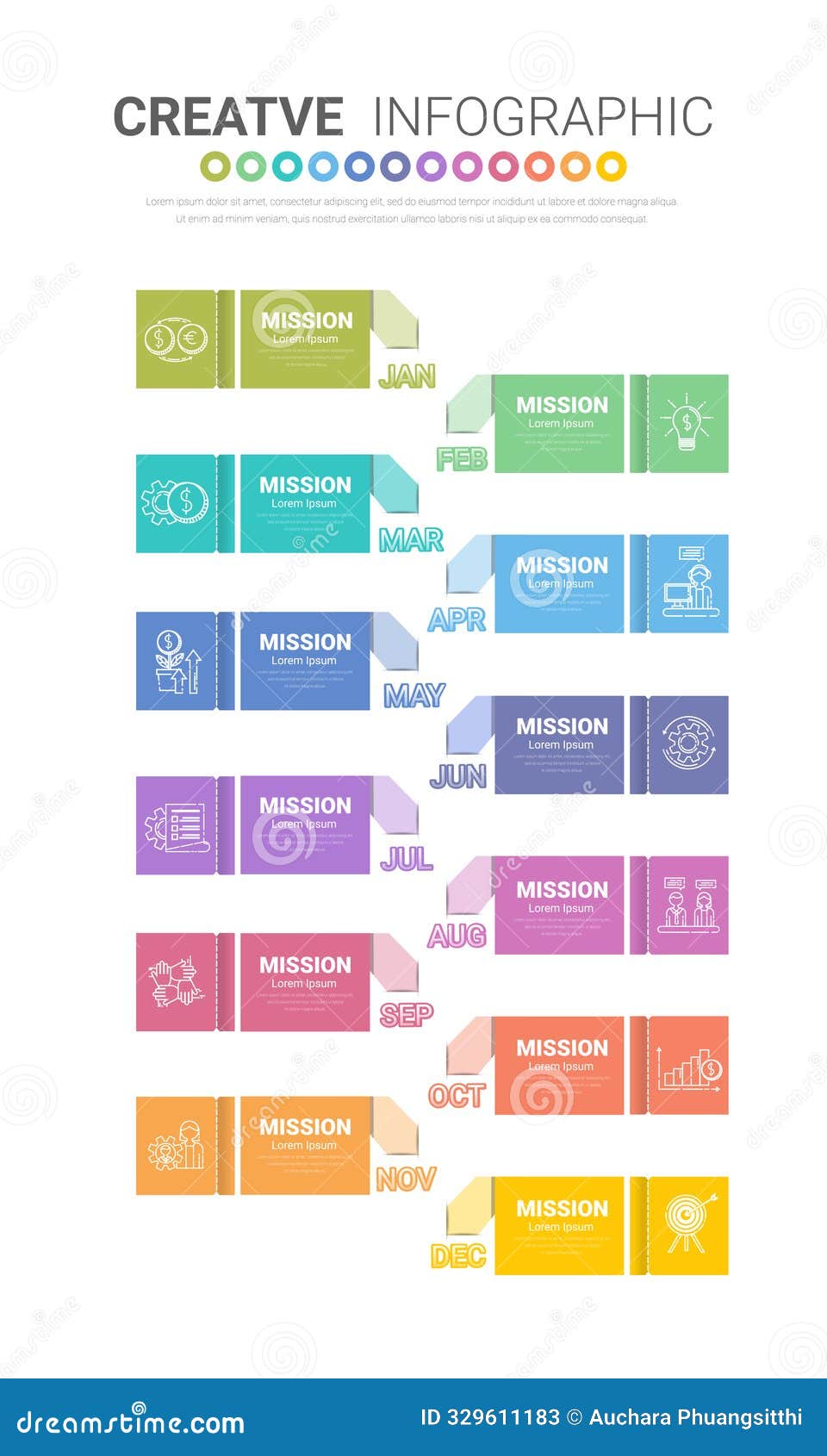 Year Planner, 12 Months, 1 Year, Timeline Infographics Design Vector ...