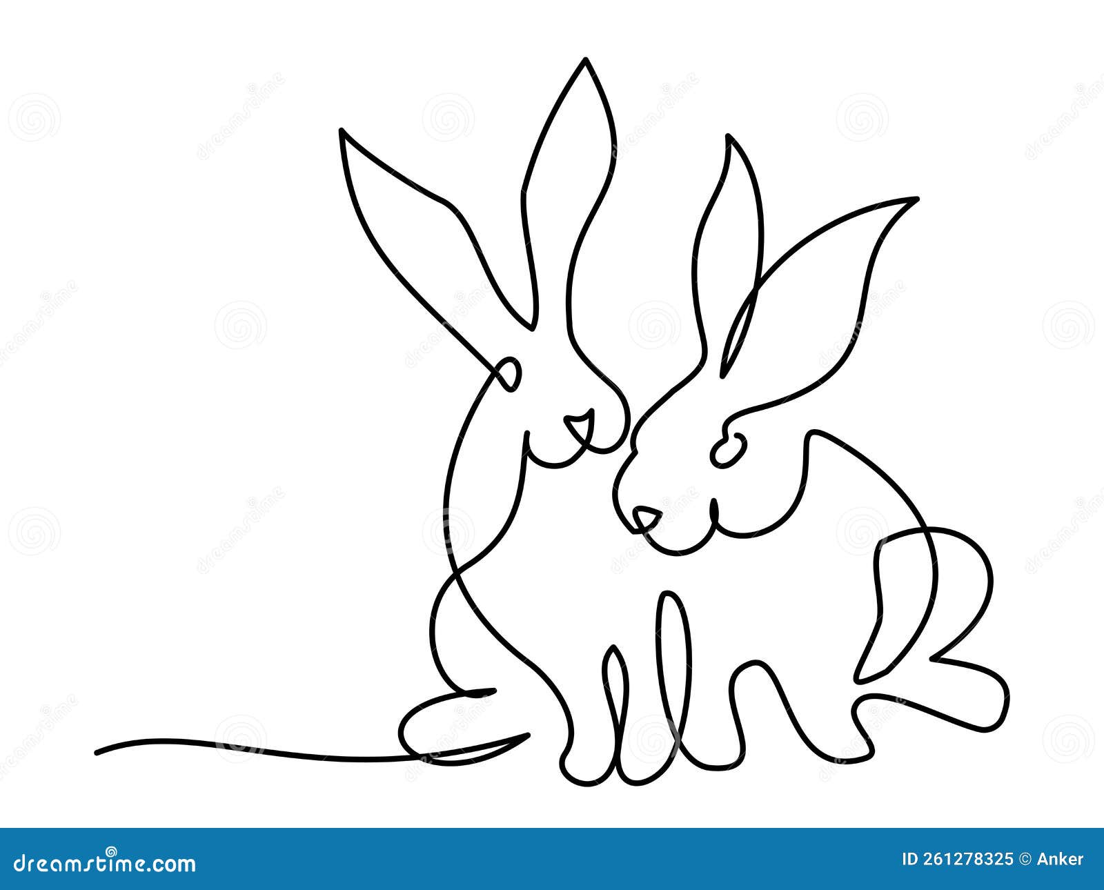 Year of Rabbit 2023. Continuous One Line Drawing Stock Illustration ...