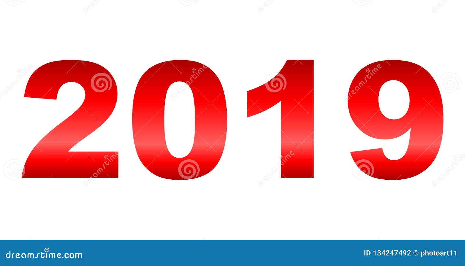 Year 2019 - Red Gradient Reflection, Isolated Numbers - Vector Stock ...