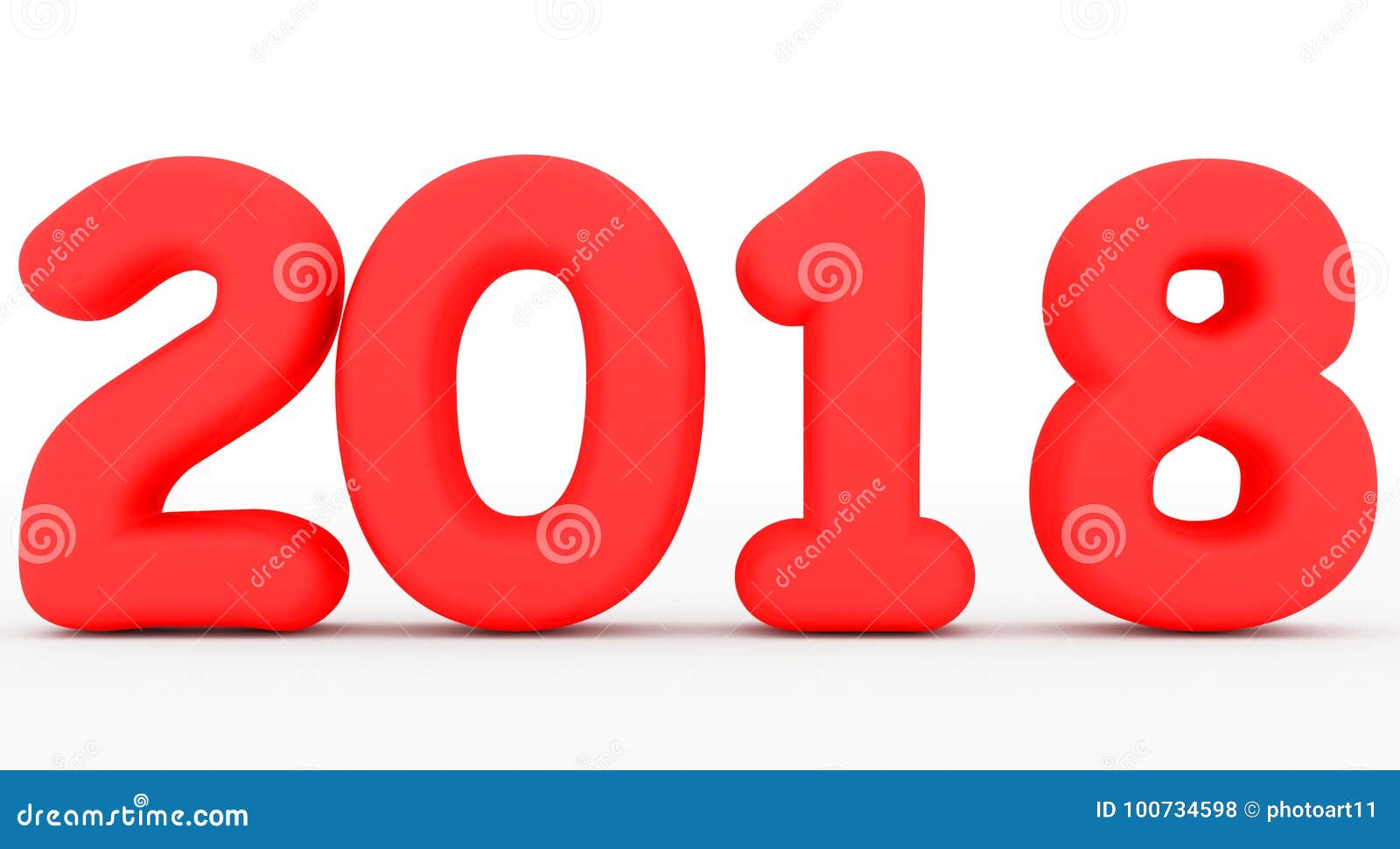 Year 2018 Red Rounded 3d Numbers Isolated on White Stock Illustration ...