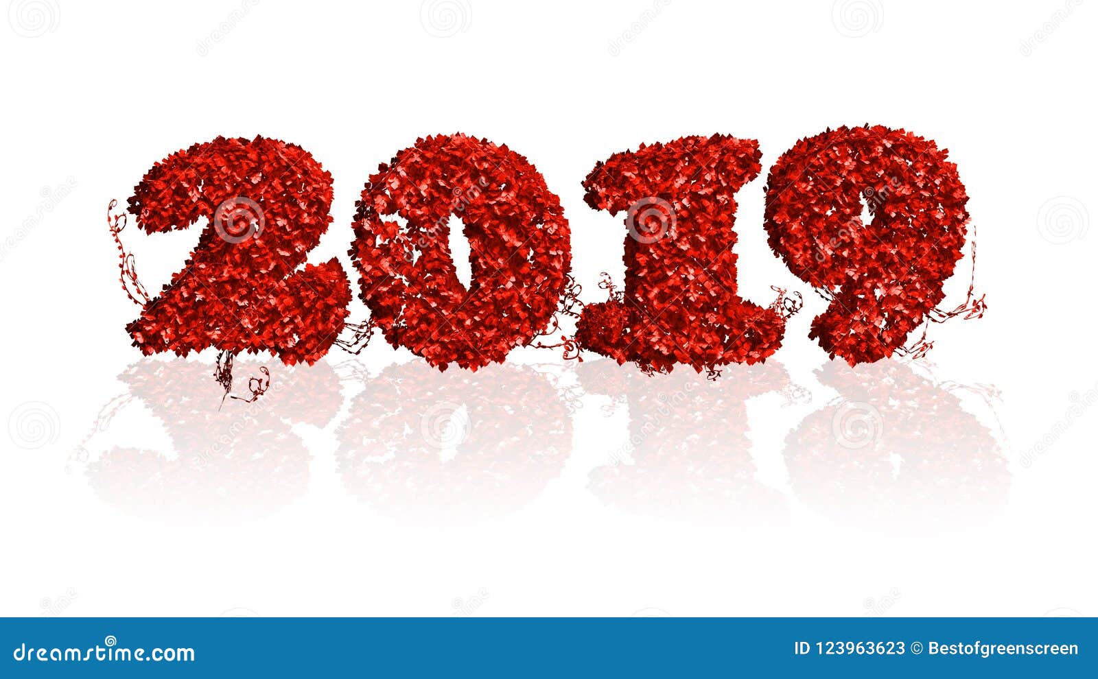 Year 2019 with Reflections - Red Design Stock Illustration ...