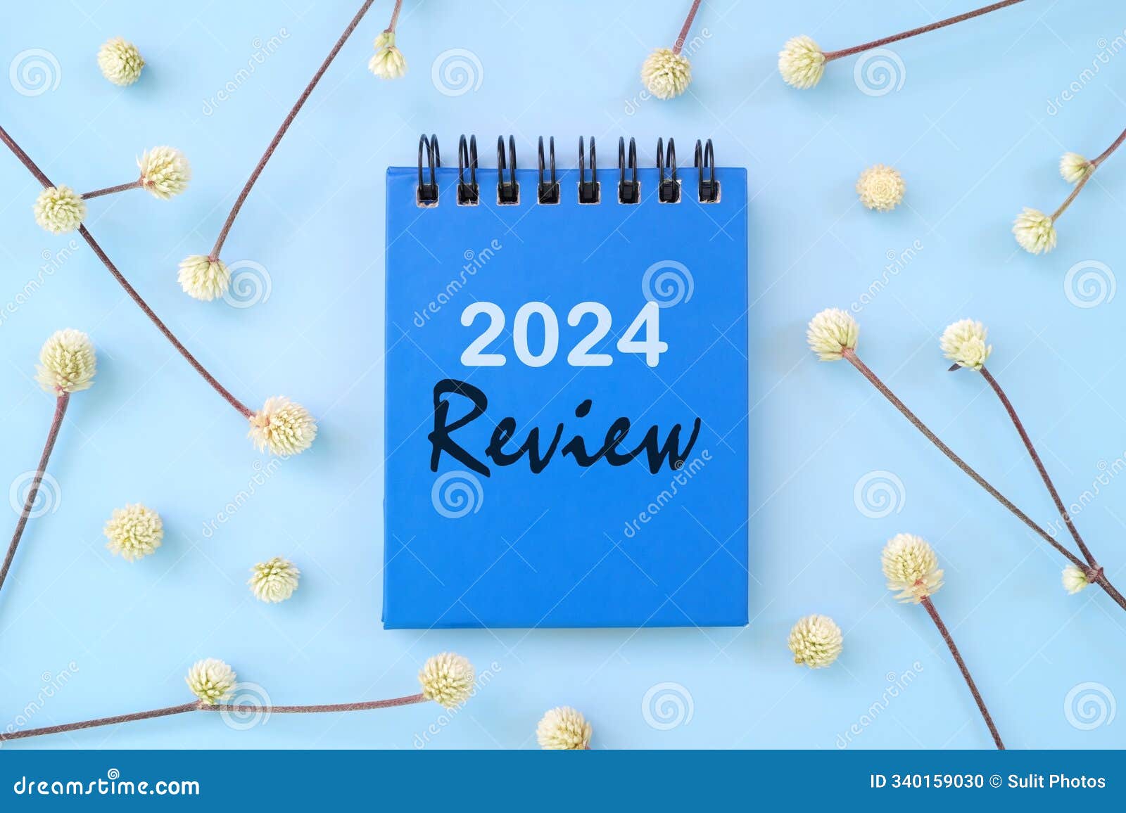 2024 Year in Review Concept. Note Typography in Blue Background Flat ...