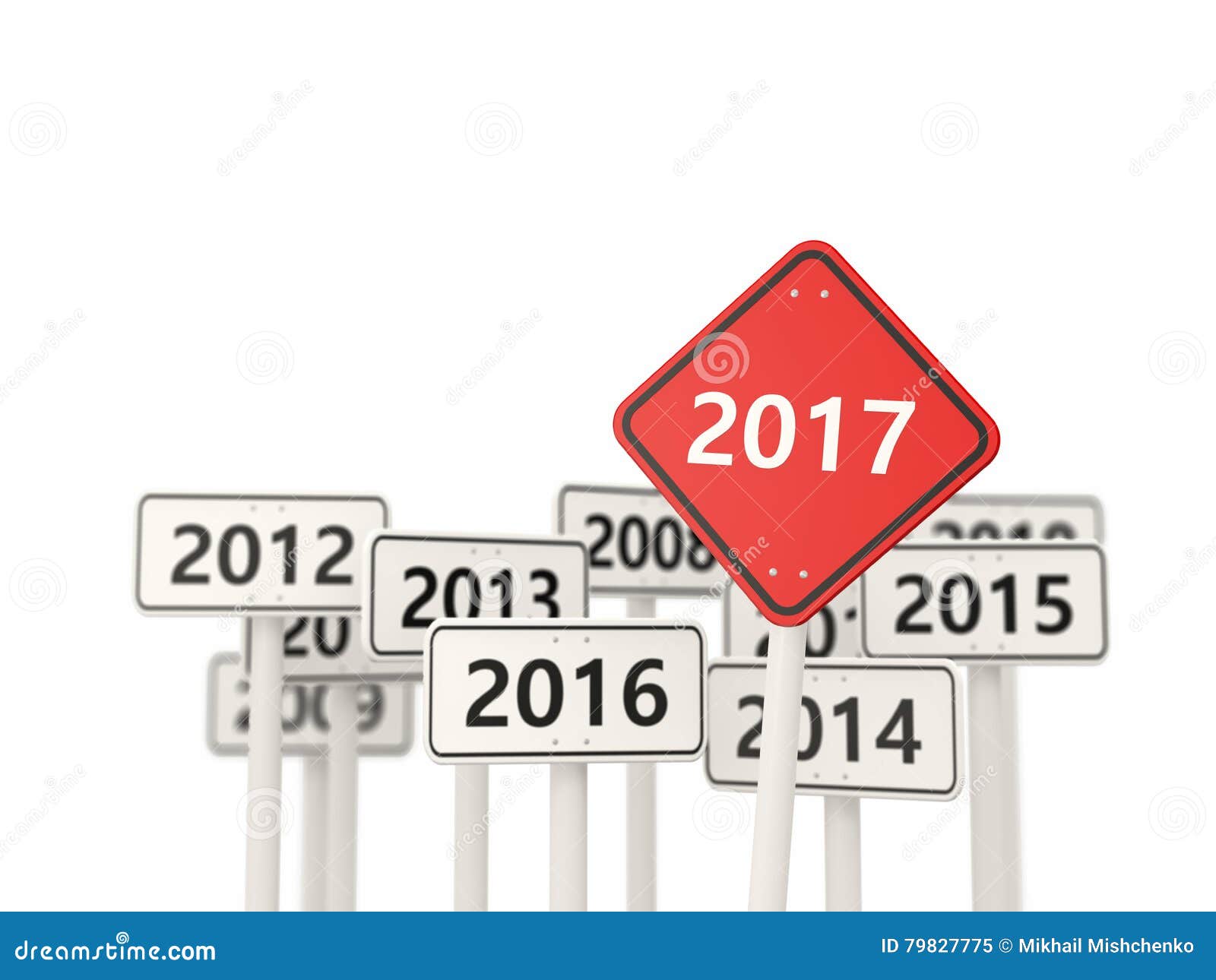 2017 year on road sign. stock illustration. Illustration of isolated ...