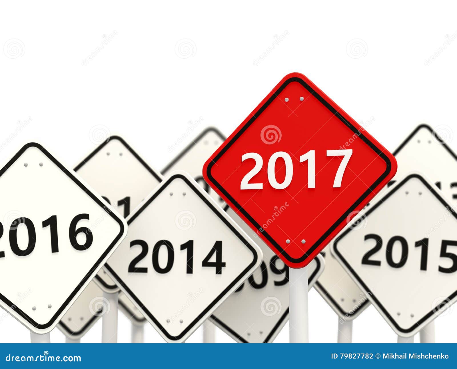 2017 year on road sign. stock illustration. Illustration of render ...