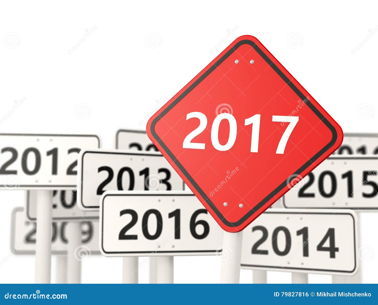 2017 year on road sign. stock illustration. Illustration of road - 79827816