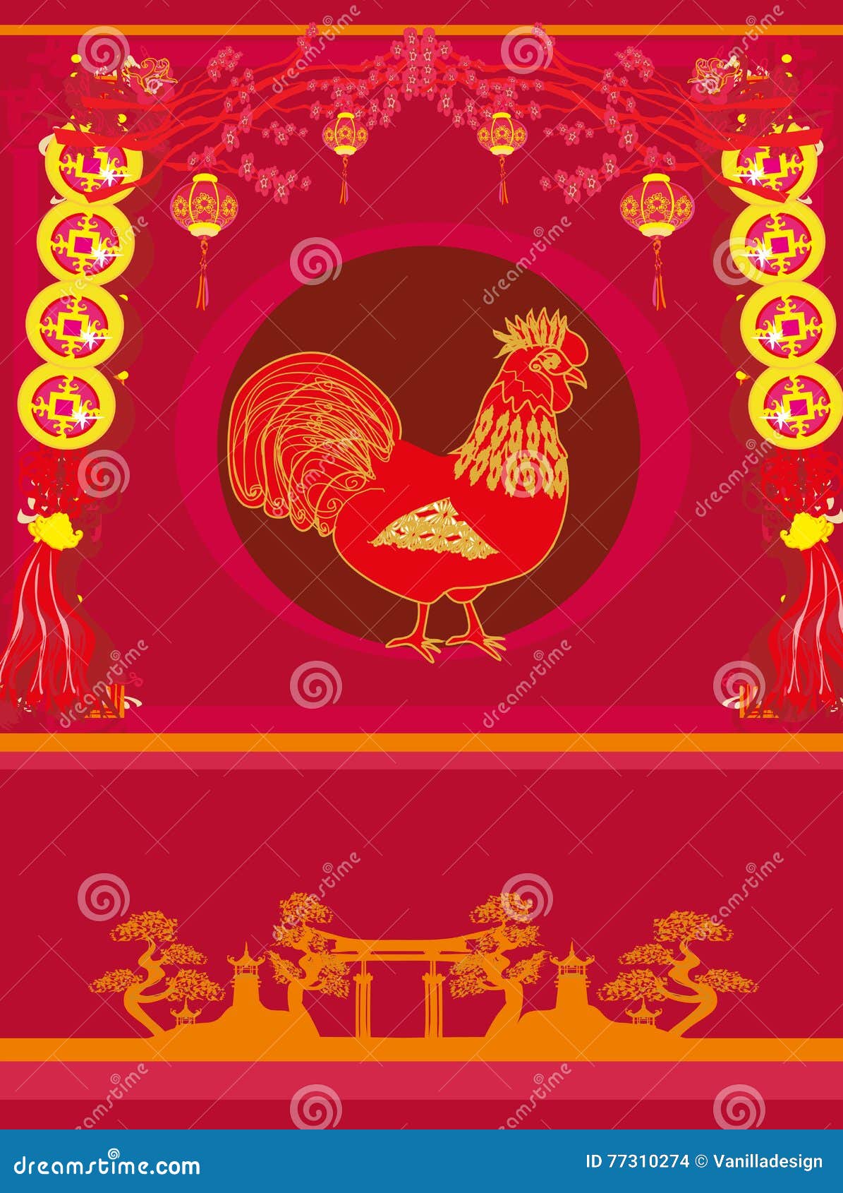 Year of rooster design stock vector. Illustration of fengshui - 77310274