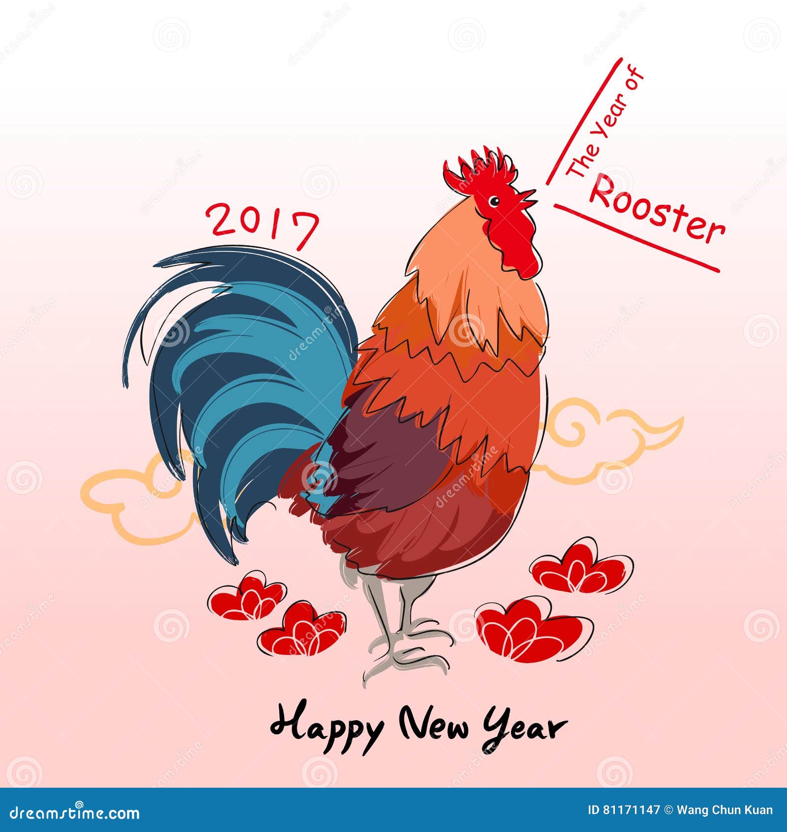 2017 year of the rooster stock vector. Illustration of hennery - 81171147
