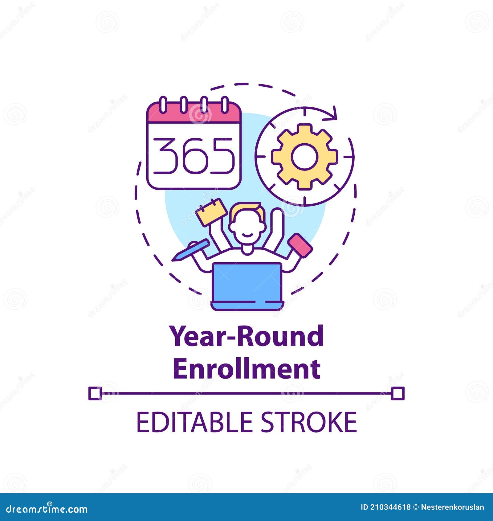 Year-round Enrollment Concept Icon Stock Vector - Illustration of ...