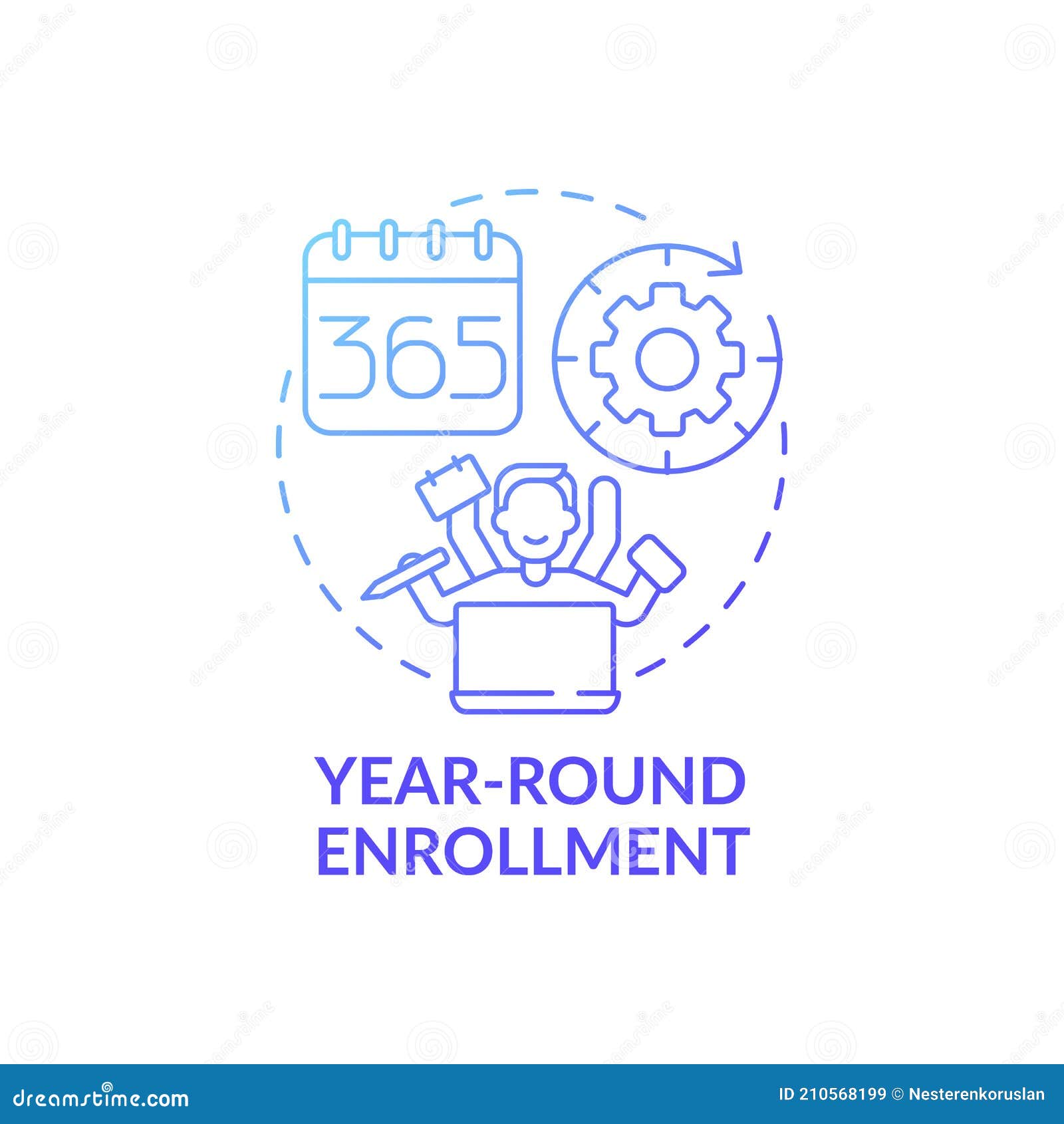 Year-round Enrollment Concept Icon Stock Vector - Illustration of ...