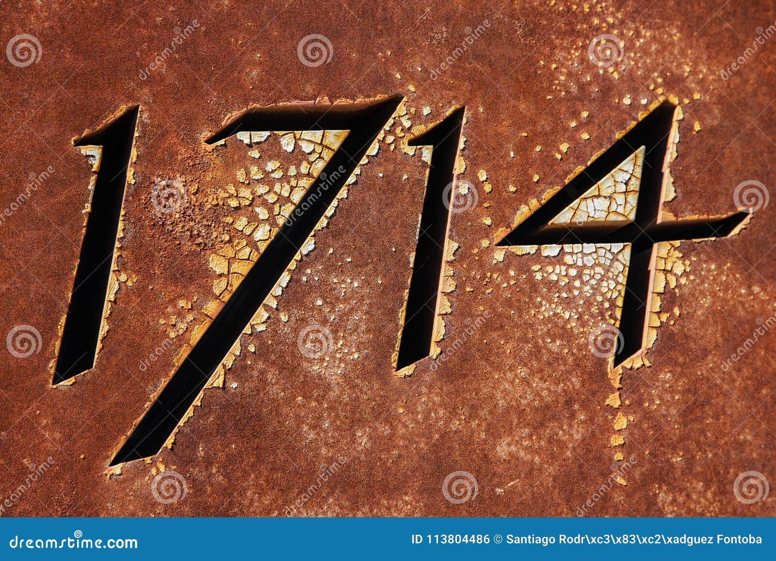 Year 1714 on Rusty Metallic Surface Stock Photo - Image of metallic ...