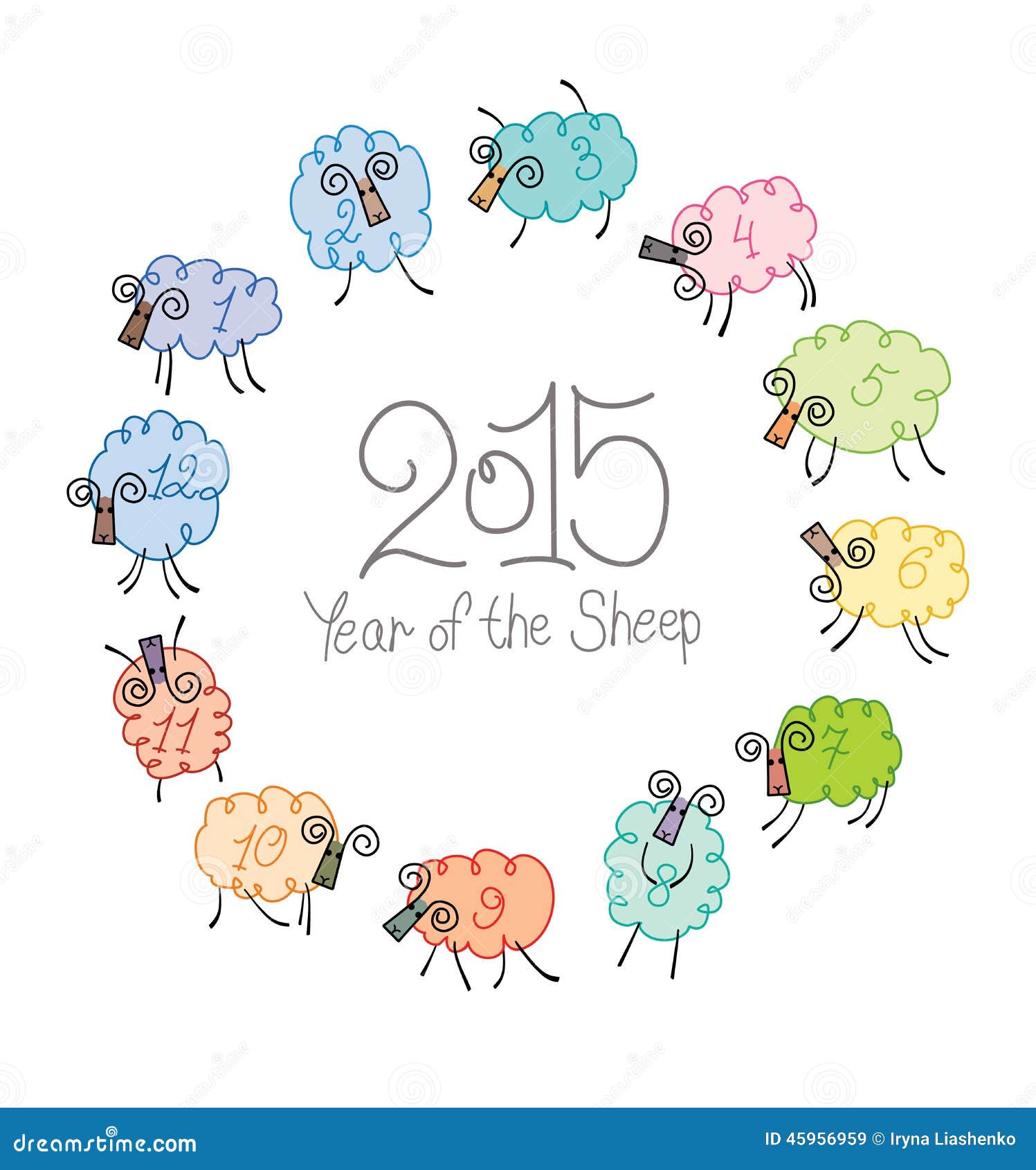 Year of the Sheep. stock illustration. Illustration of cute - 45956959