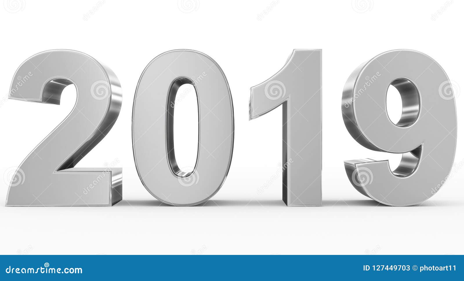 Year 2019 Silver 3d Numbers Isolated on White Stock Illustration ...