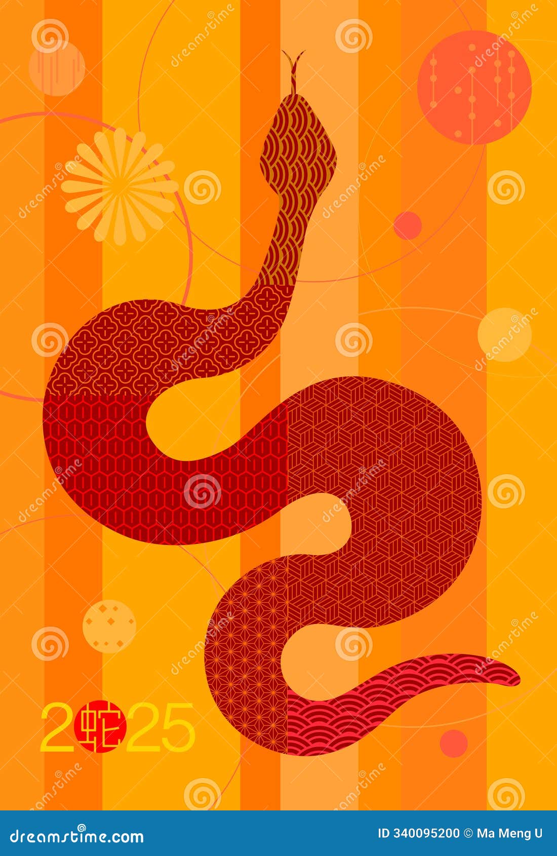 Chinese New Year of the Snake Background Vector Illustration Stock ...