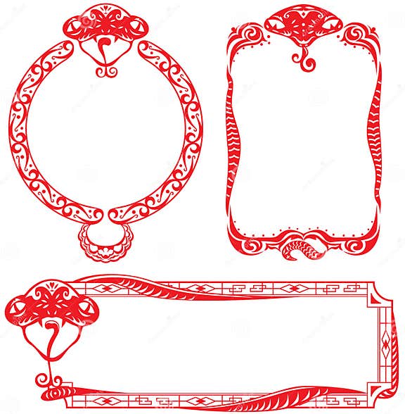 Year of Snake Border Design Elements Stock Vector - Illustration of ...