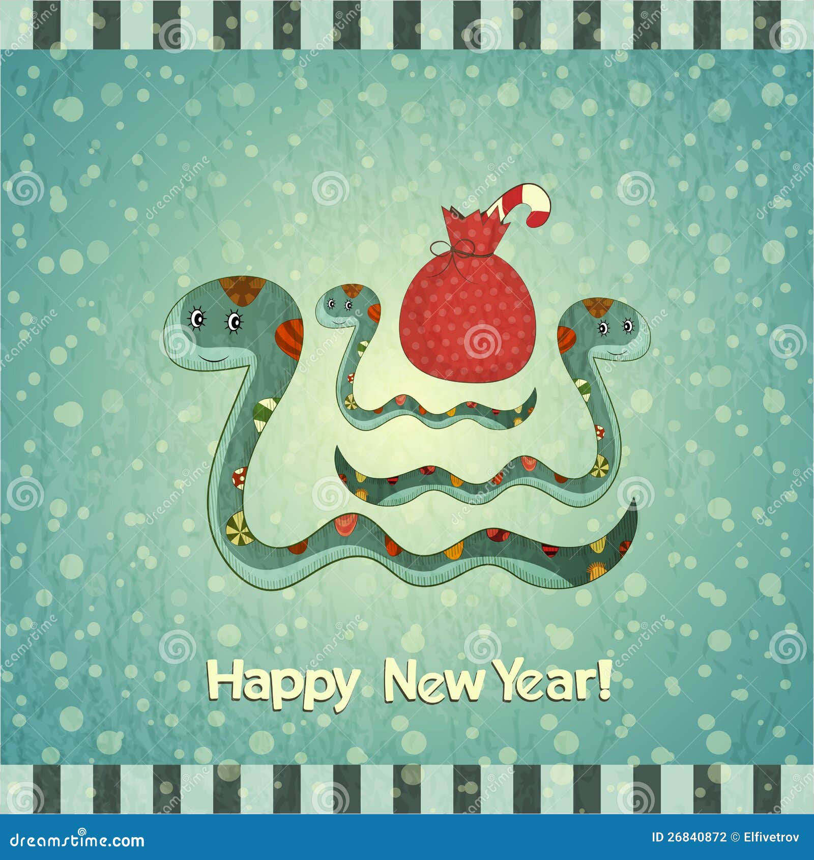 Year of the snake card stock vector. Illustration of snow - 26840872