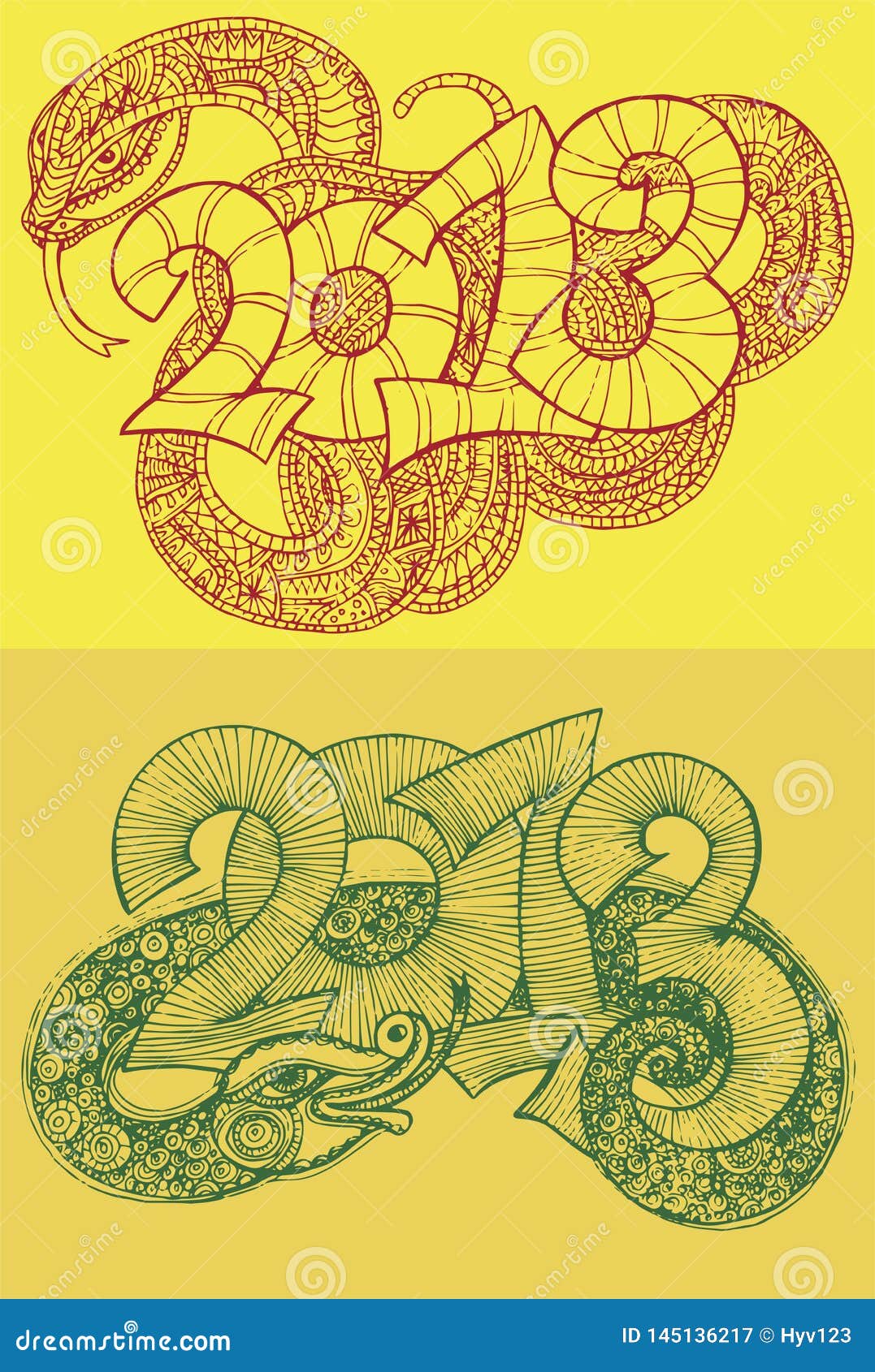 Year of the Snake Design 2013. Original Vector New Year Card Stock ...