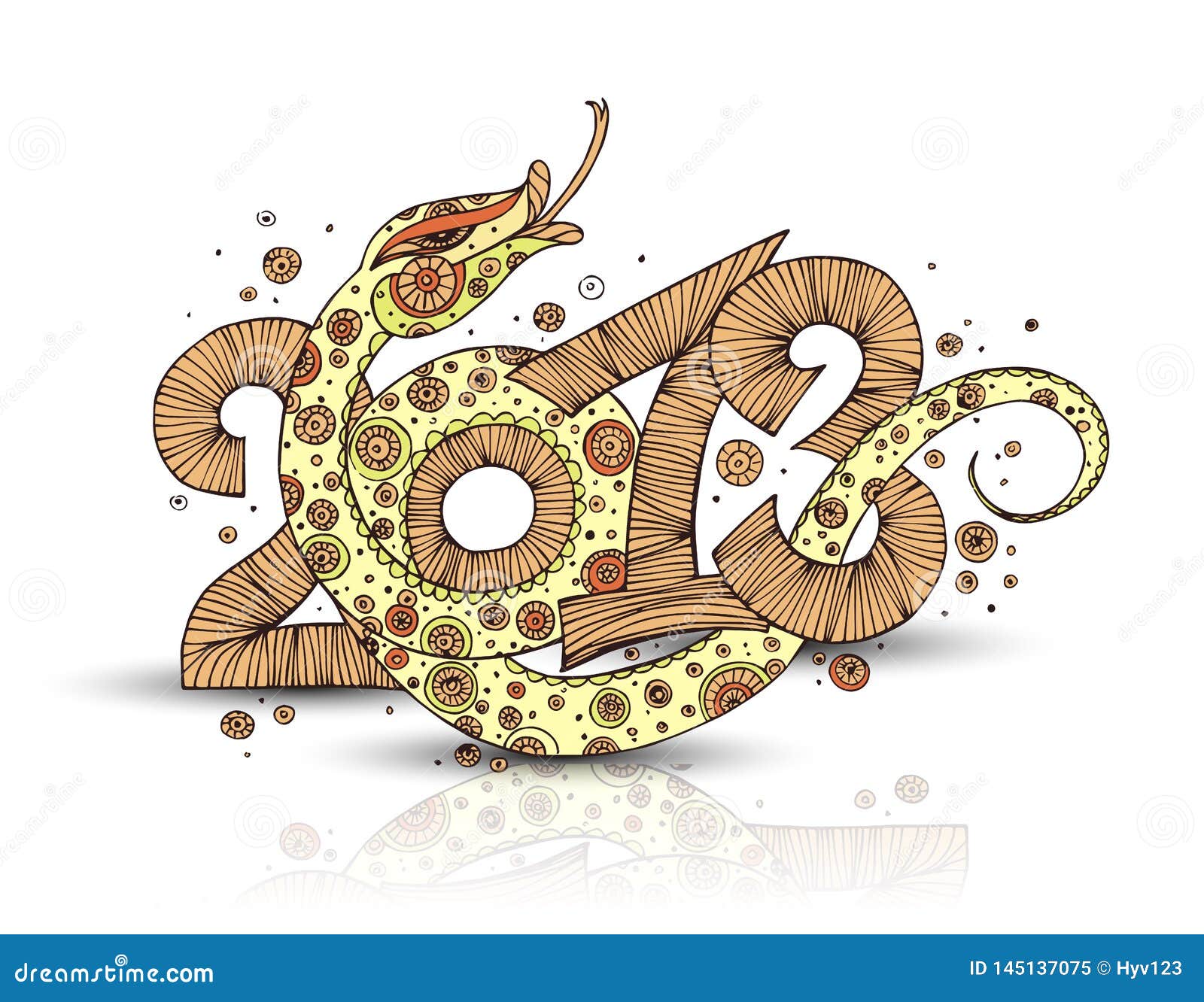 Year of the Snake Design 2013. Original Vector New Year Card Stock ...