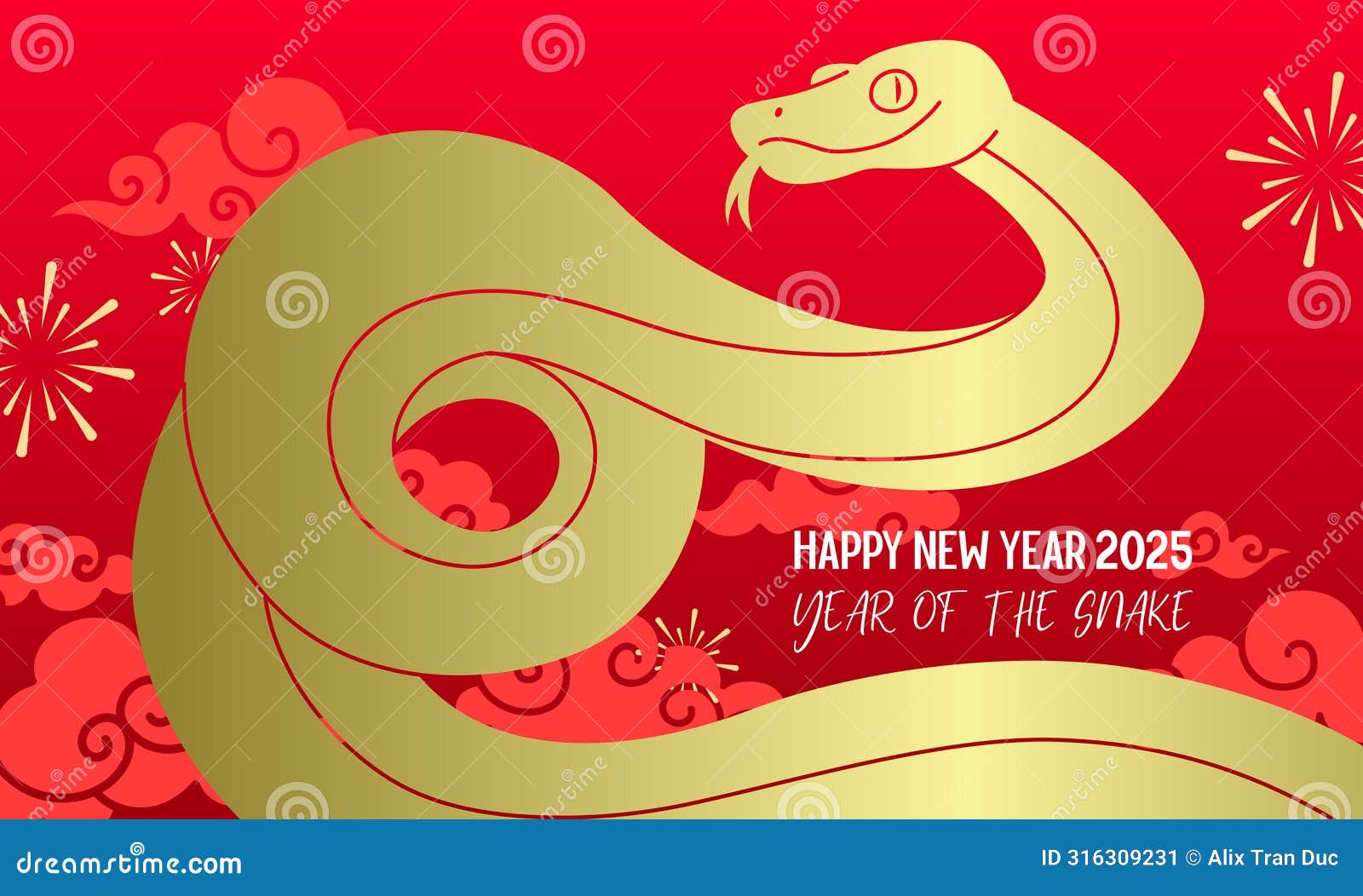 Year of the Snake Paper Cutting Style Card Stock Vector - Illustration ...
