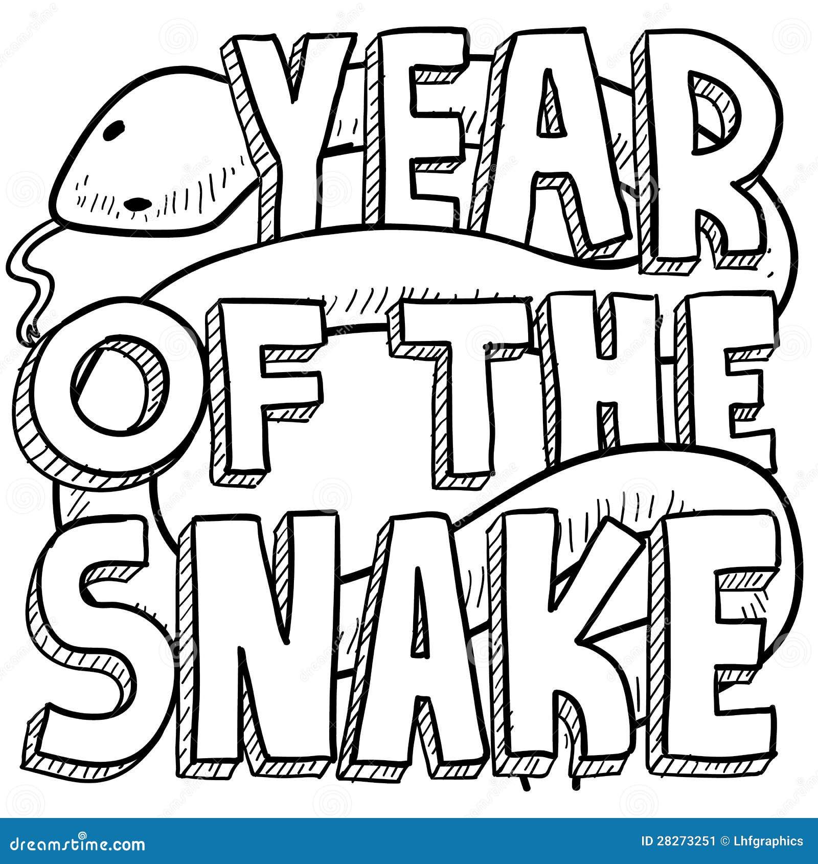 Year of the snake sketch stock vector. Illustration of signs - 28273251