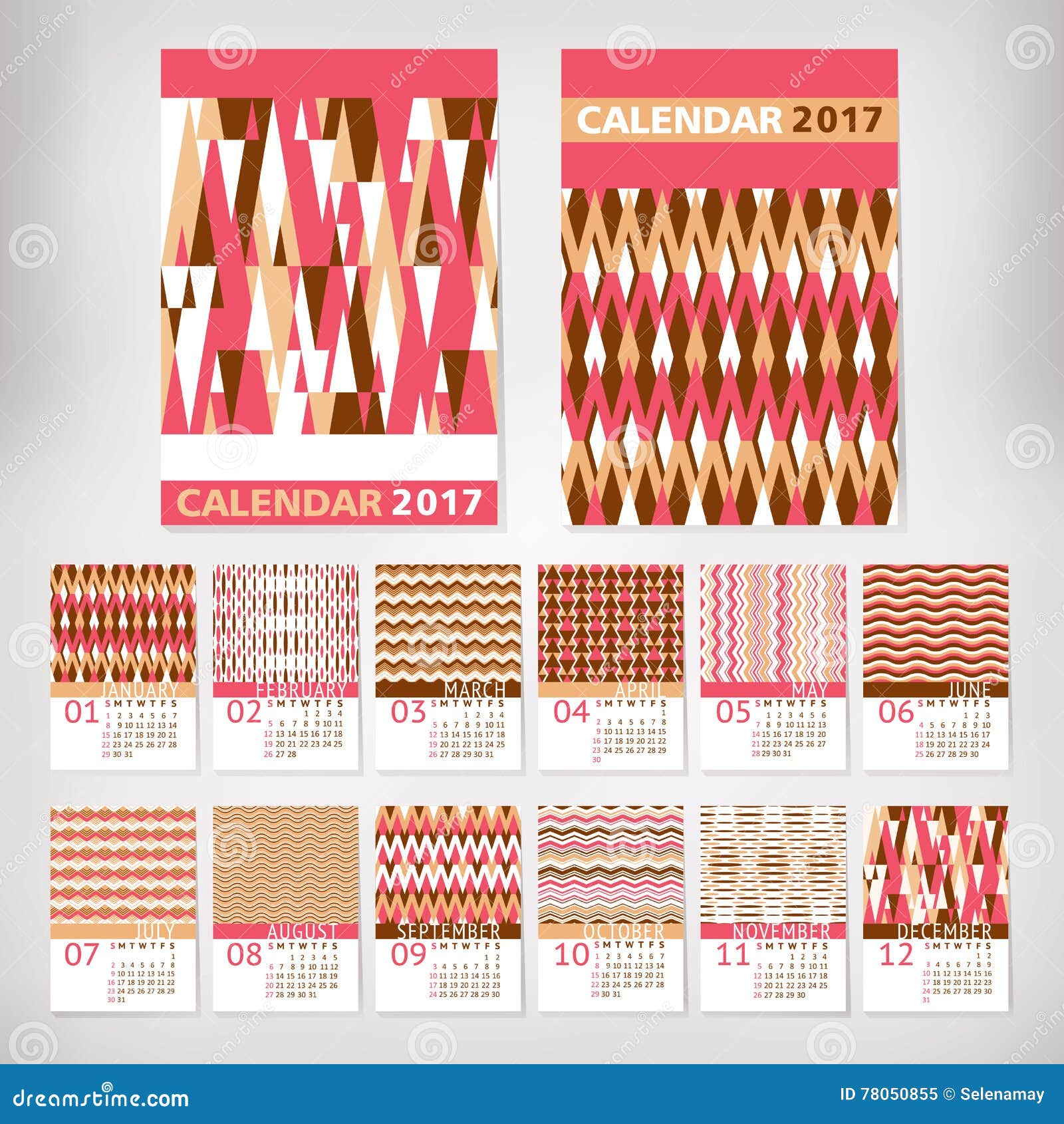 2017 year stylish calendar stock vector. Illustration of abstract ...
